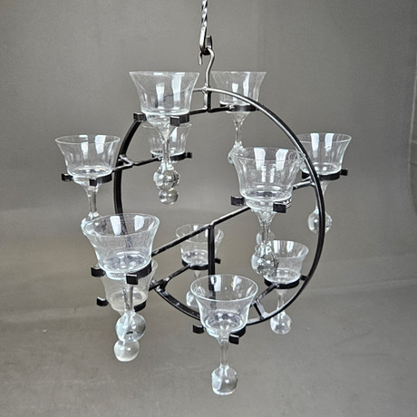 CEILING CHANDELIER, for 12 forgings and glass, Bolin Forging, height ...