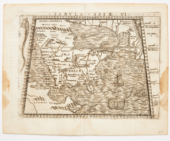 GASTALDI'S MINIATURE MAP OF THE ARABIAN PENINSULA, Tabula Asiae VI ...