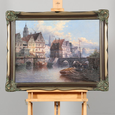 ALBERT RIEGER. OIL ON CANVAS, “Emden”, signed. Art - Paintings - Auctionet
