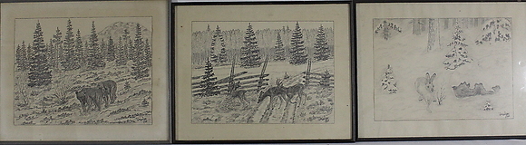 TORE LUNDGREN. drawings, 3 pcs., signed and dated. Art - Drawings ...