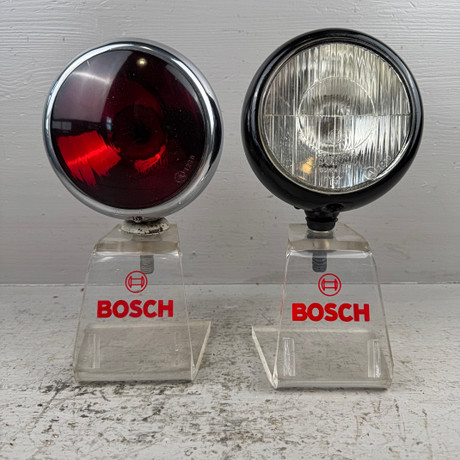 BOSCH, lyktor i ställ, 2 st, bla rött utryckningsljus, Tyskland, 1950/ ...