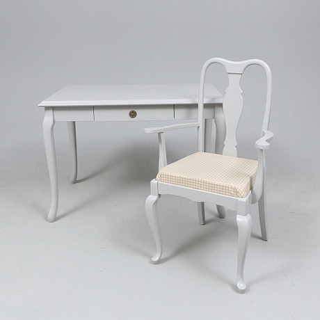 DESK and CHAIR, Rococo style, K A Roos. Furniture - Desks - Auctionet