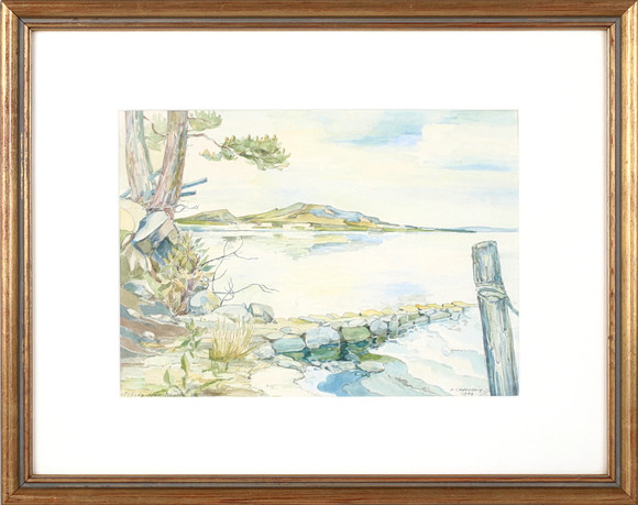 DAVID FRITIOF CEDERBERG (1885-1956 ÖSTERSUND). Vid sjöstrand, akvarell ...