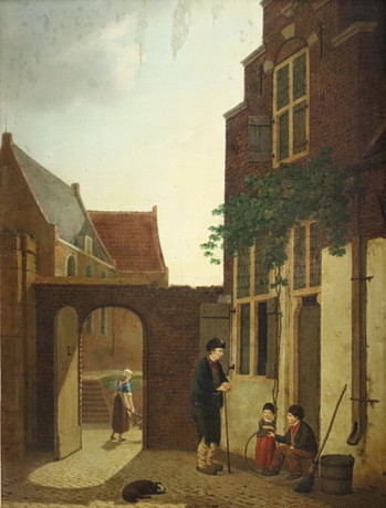 IN THE MANNER OF HENDRICK VAN OORT. Idyllic courtyard view, 19th ...