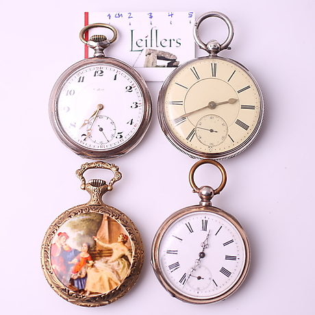 POCKET WATCH, 4 pcs, Victoria / unmarked / Avia / unmarked, 18th/19th ...