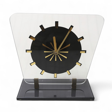 TABLE CLOCK, glass, Junghans, quartz, on glass base. Clocks & Watches ...