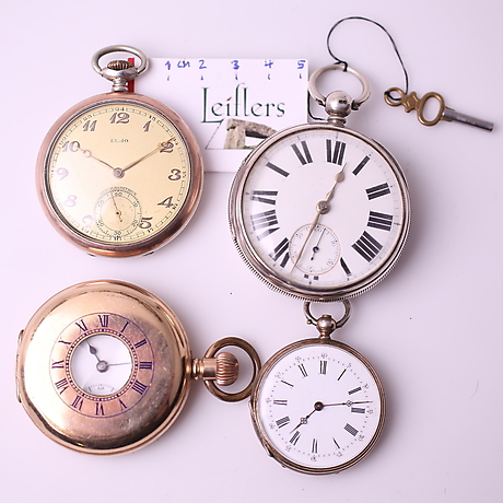 POCKET WATCH, 4 pcs, Eljo / unmarked / Star / unmarked ladies' watch ...