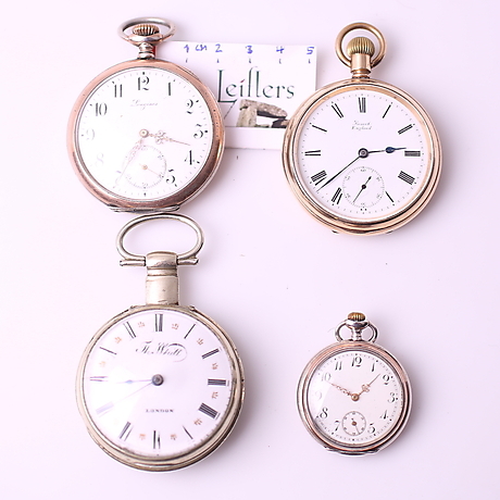 POCKET WATCH, 4 pcs, Longines / Prescot Elgin / Th.Whitt / unmarked ...