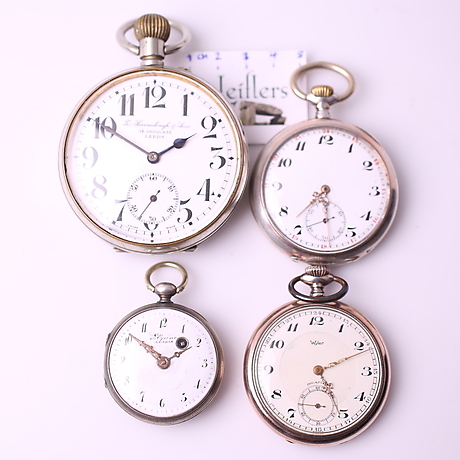 POCKET WATCH, 4 pcs, L.Barraclough / Seeland / L.Epine / Wyler, 18th ...