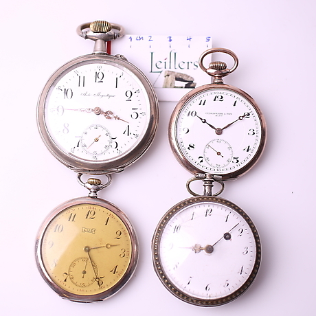 POCKET WATCH, 4 pcs, Anti-Magnetic / Cedermark / LUC / unmarked, 18th ...