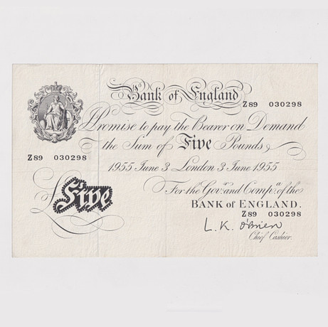 1955 WHITE FIVE BANK NOTE. Coins, Medals & Stamps - Coins & Banknotes ...