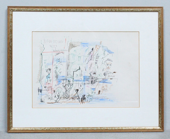 FRITZ HUHNEN. Don Town, bläck med krita, monogram. Konst - Teckningar ...