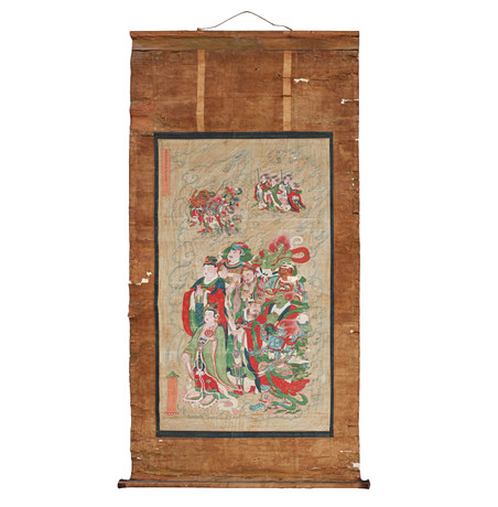 A LARGE CHINESE QING DYNASTY PAINTED HANGING SCROLL. Asiatica - Scrolls ...