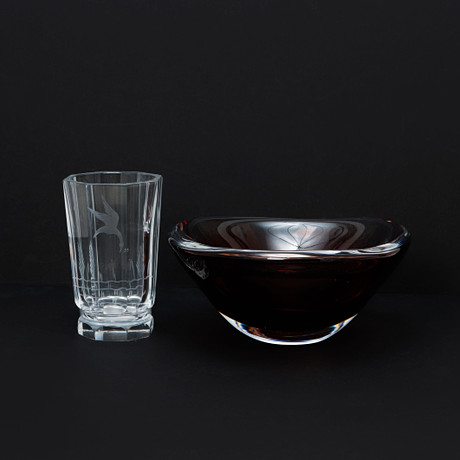 A vase, glass, Vicke Lindstrand, Kosta and BOWL, Sven Palmqvist ...