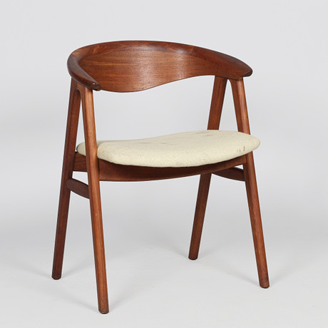 ERIK KIRKEGAARD. Armchair with teak frame, seat upholstered in ...