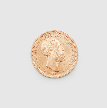 GULDMYNT, 21,6k, 20 kr, Oscar II, 1880. Mynt, Medaljer & Frimärken ...