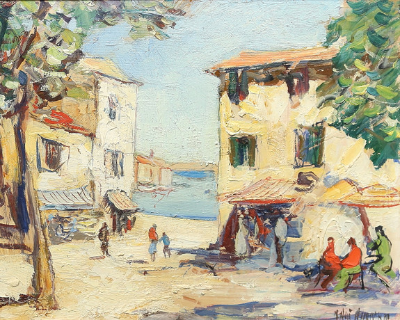 LARS NORMAN. olja på duk, sydländskt landskap. Konst - Måleri - Auctionet