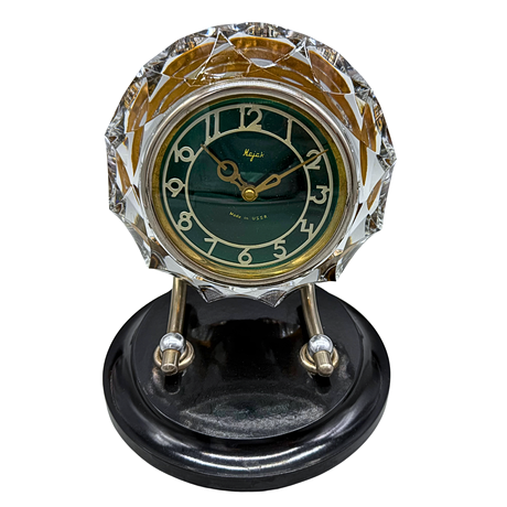 MAJAK TABLE CLOCK, USSR, CRYSTAL GLASS, BAKELITE, 1950S/1960S, RUSSIAN ...