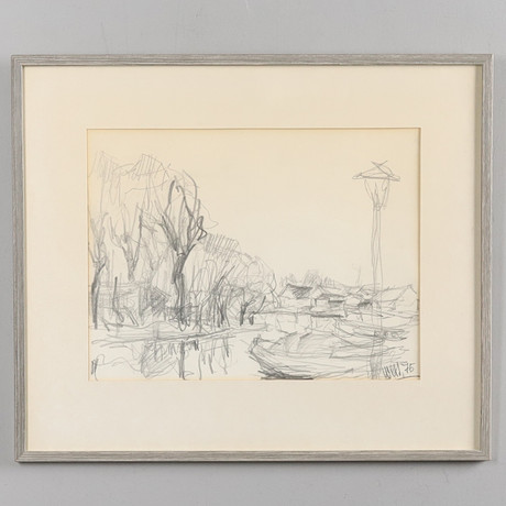 OWE WESSBOHN. PENCIL DRAWING, “Cityscape”, signed. Art - Drawings ...