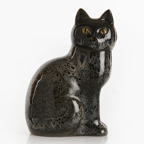LISA LARSON (1931–2024). “Murre midi”, cat, stoneware, marked ...