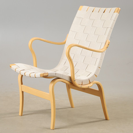 BRUNO MATHSSON. Armchair, “Eva”, book with braided saddle cloth, Bruno ...