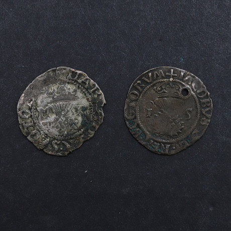 TWO SCOTTISH SILVER BAWBEE OF JAMES V AND MARY. Coins, Medals & Stamps ...