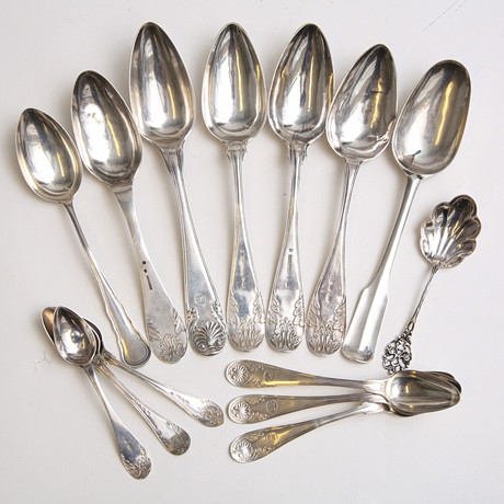 A set of 14 silver spoons from Sweden, 1800/1900s. Silver & Metals ...