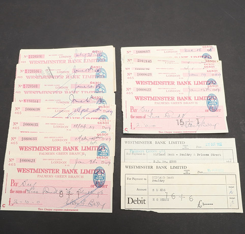 A COLLECTION OF WESTMINSTER BANK CHEQUES, 1949 AND LATER. Coins, Medals ...