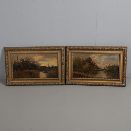 FOLLOWER OF VICAT COLE. RIVER SCENES PAIR. Art - Paintings - Auctionet