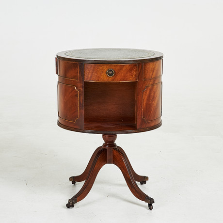 BOOK SPINNER, English style, yew veneer, rotatable, pull-out drawers ...