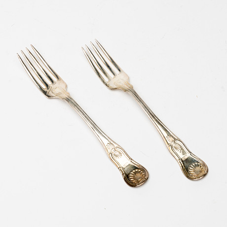 GAFFLAR, ett par, silver, modell "Engelsk snäck", Adolf Zethelius ...