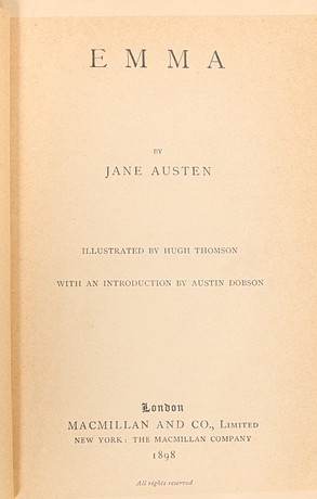 JANE AUSTEN "EMMA" ILLUSTRATED BY HUGH THOMPSON, 1898. Books, Maps ...