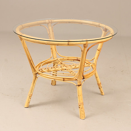 SOFFBORD, rotting och glas, 1900/2000-tal. Möbler - Bord - Auctionet