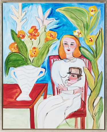 ULRICA HYDMAN-VALLIEN. Sittande kvinna med blommor, olja på duk ...