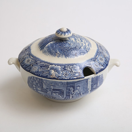 A 'Liberty Blue' flint mushroom tray, Staffordshire, England. Ceramics ...