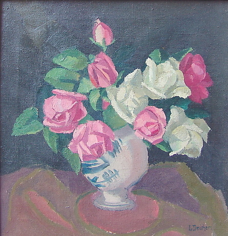 LUISE DEICHER 1891 WAIBLINGEN - 1973 EBENDA. Stilleben mit Rosen, 30er ...