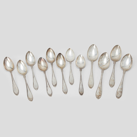 SPOONS, 12 pieces, silver, “Swedish pointy”, weight 510 grams. Silver ...