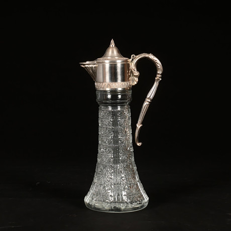 A glass and nickel silver wine jug, Raimond, Italy. Glass - Other ...
