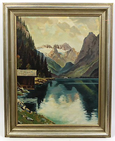 H. HERRMANN. LAKE GOSAU WITH DACHSTEIN, 1940, 50 x 66 cm. Art ...