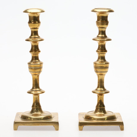 A pair of yellow metal candlesticks, 18th century. Lighting & Lamps ...