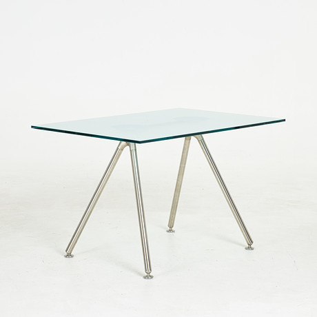 TABLE. Bulthaup, second half of the 20th century, glass disc, chrome ...