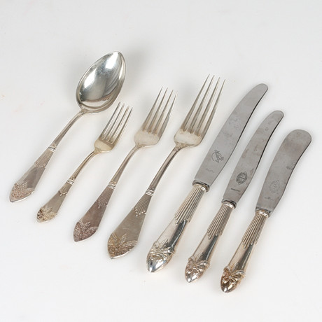 A set of 44 pieces silver Empire cutlery, C.G.H 1930s. gross weight ...