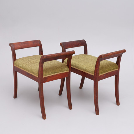 A PAIR OF KARL-JOHAN-STYLE STOOLS, FIRST PART OF THE 20TH CENTURY ...