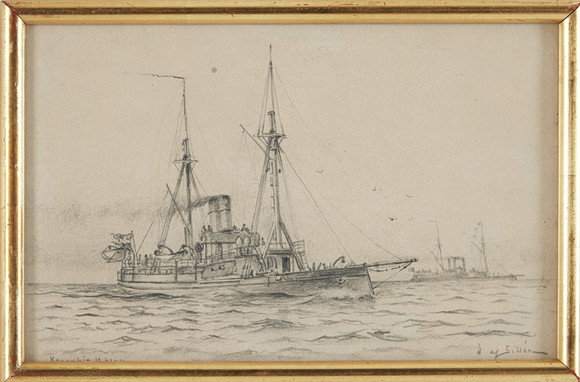 HERMAN AF SILLÉN (1857-1908). Fartygsporträtt, "Kanonbåt 1:klass ...