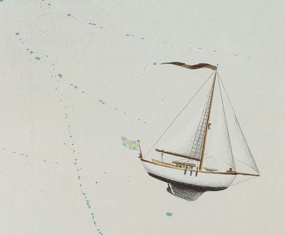 PER CRONQVIST. Sailboat, lithograph in colours, signed. Art ...