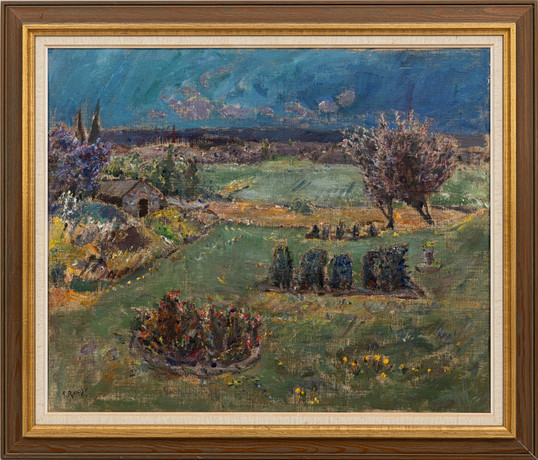 ALEXANDER ROOS. Oil on canvas, Summer landscape, signed, A. Roos. The ...