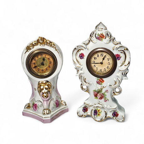 Two porcelain table clocks. Elizabethan era. Clocks & Watches - Mantel ...