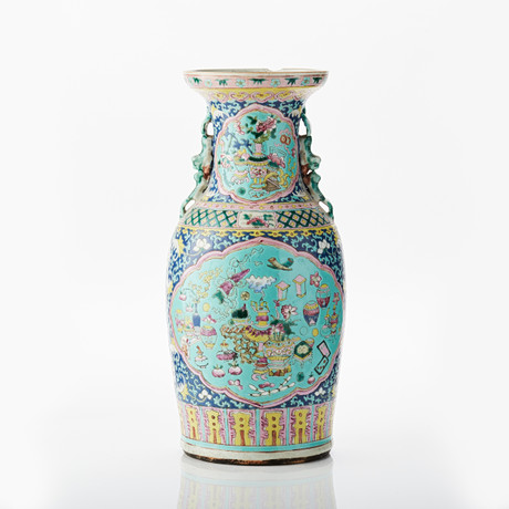 VAS, porslin, Kina, sen Qing (1644-1912), dekor i famille rose ...