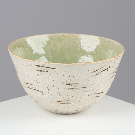 EVA BRANDT (F. 1954). Circular bowl of partially glazed stoneware, own ...