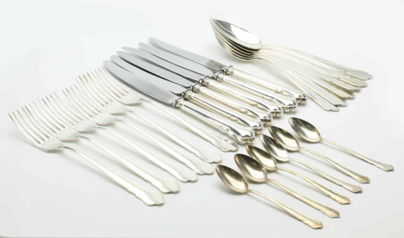 A silver Chippendale cutlery set, 20th century. Silver & Metals ...